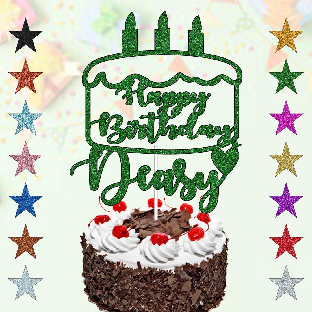 Personalised Happy Birthday Double-sided Glitter Cake Topper With ...