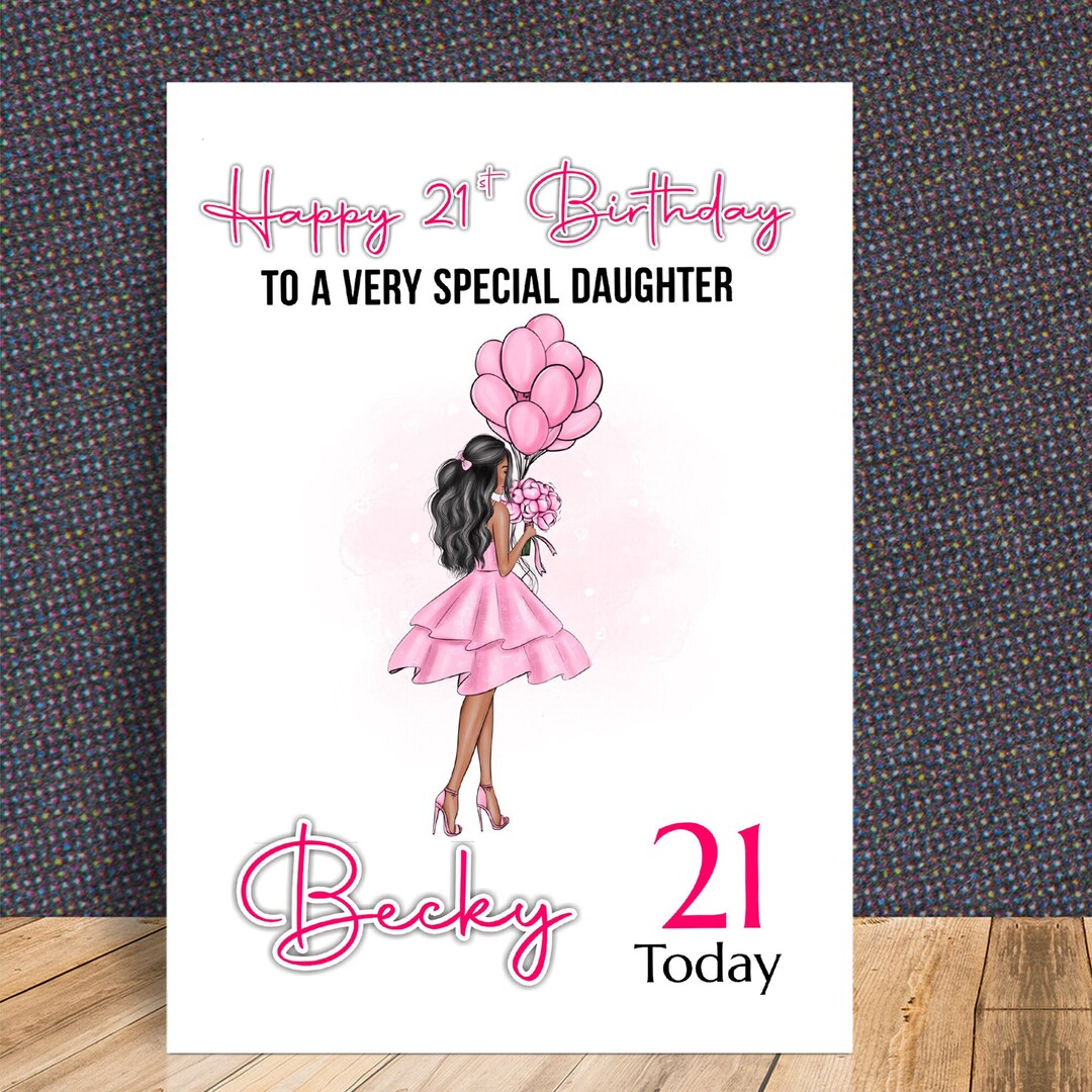 Personalised Happy Birthday Card Custom Name Age and Relation Girls ...