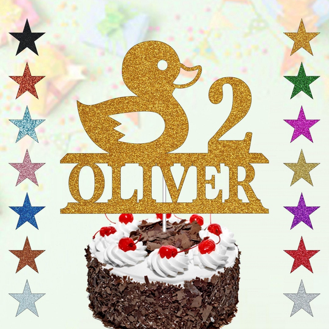Duck Cake Topper, Glitter Ducky Theme Topper, Kids Birthday Cake Topper ...