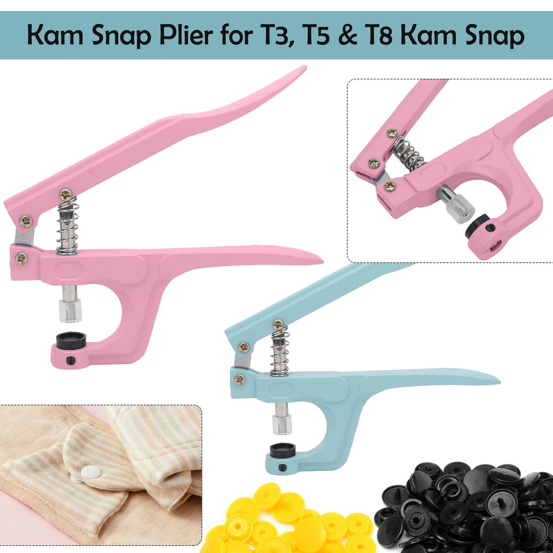 Kam Snaps Plier, Turquoise, Pink Snaps Fastener Plier Tool Kit Set T3 T5 T8 Snaps Setter for ...
