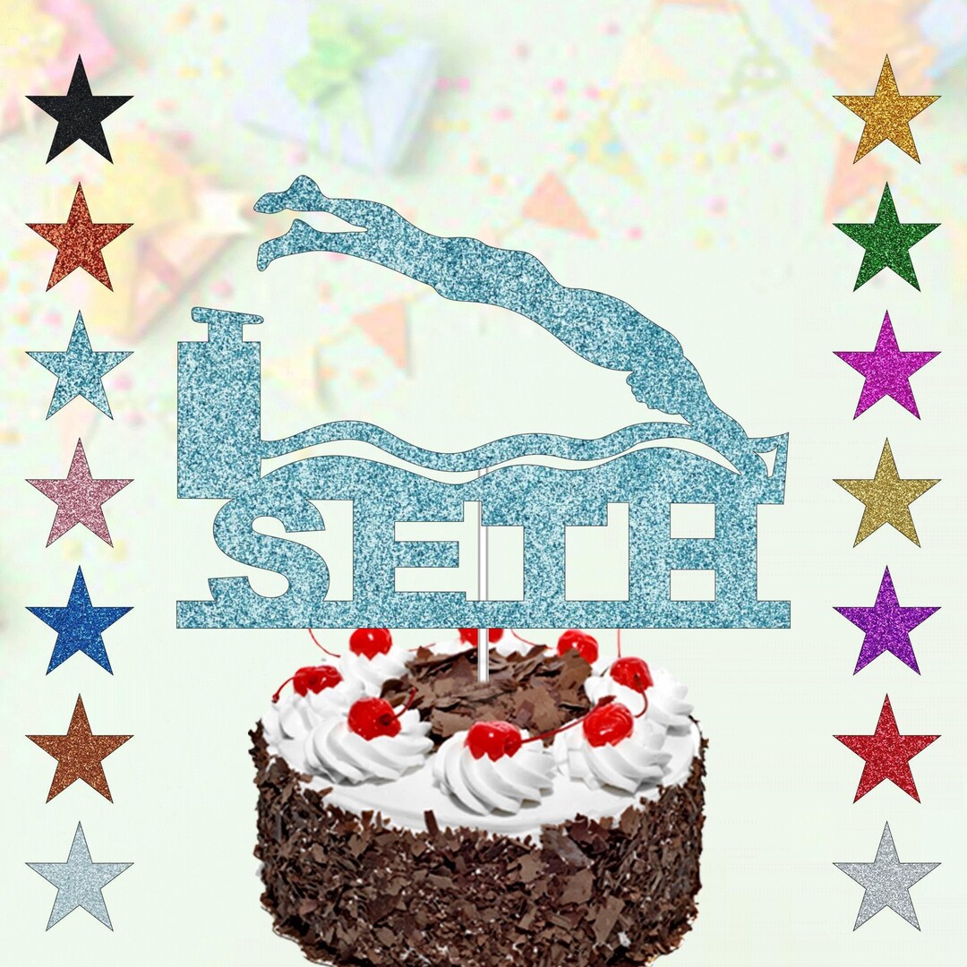 Personalised Swimming Cake Topper Swimmer Birthday Cake Topper Swim and ...