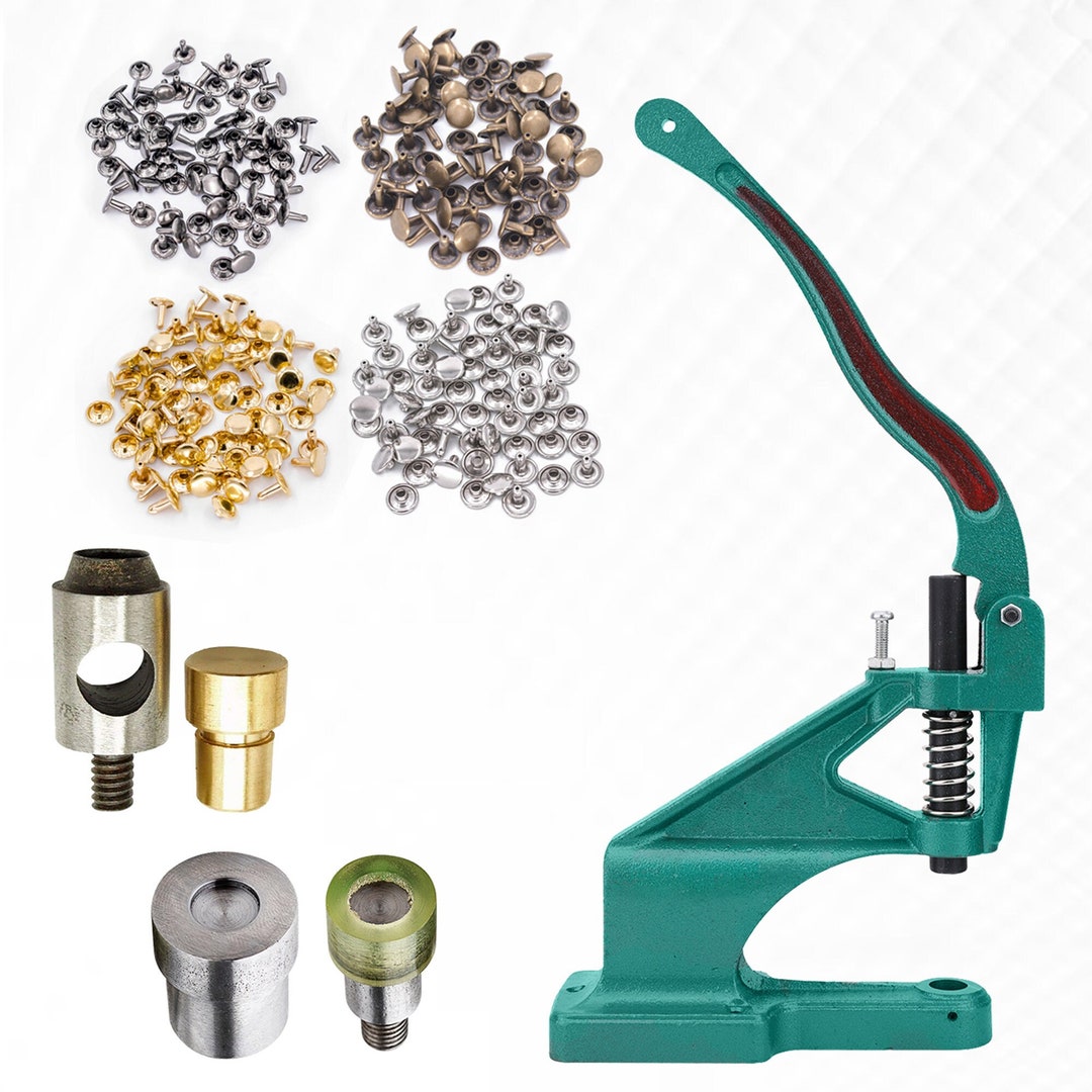Double Cap Rivets 400 Set, Green Hand Press Machine, Fixing Dies With ...