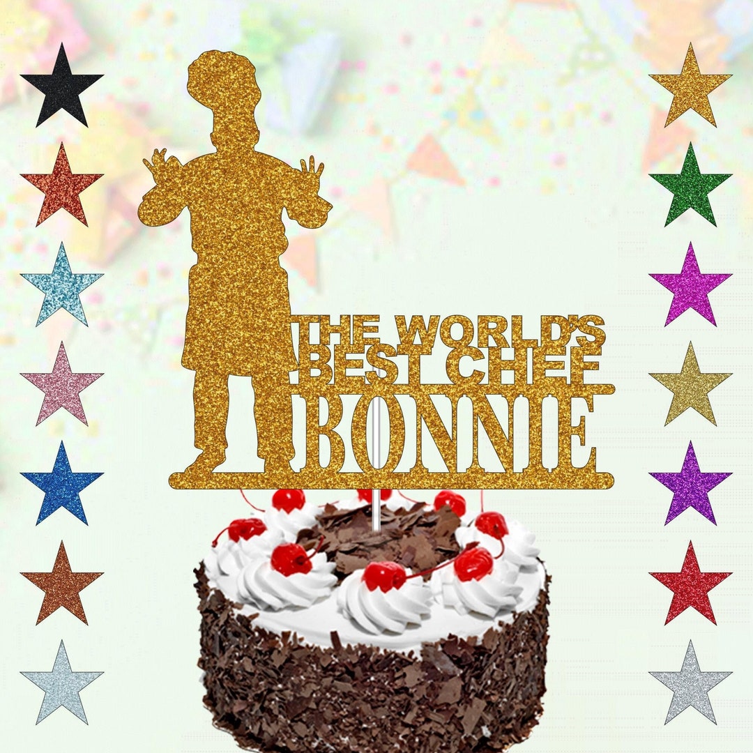 Customized the World's Best Chef Cake Topper, Glitter Chef Theme Cake ...