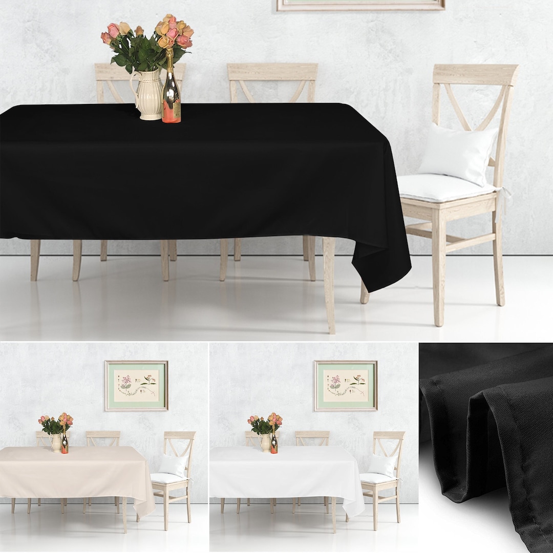 Rectangle Table Cloth, 130gsm Polyester Black, Ivory, White Wedding ...