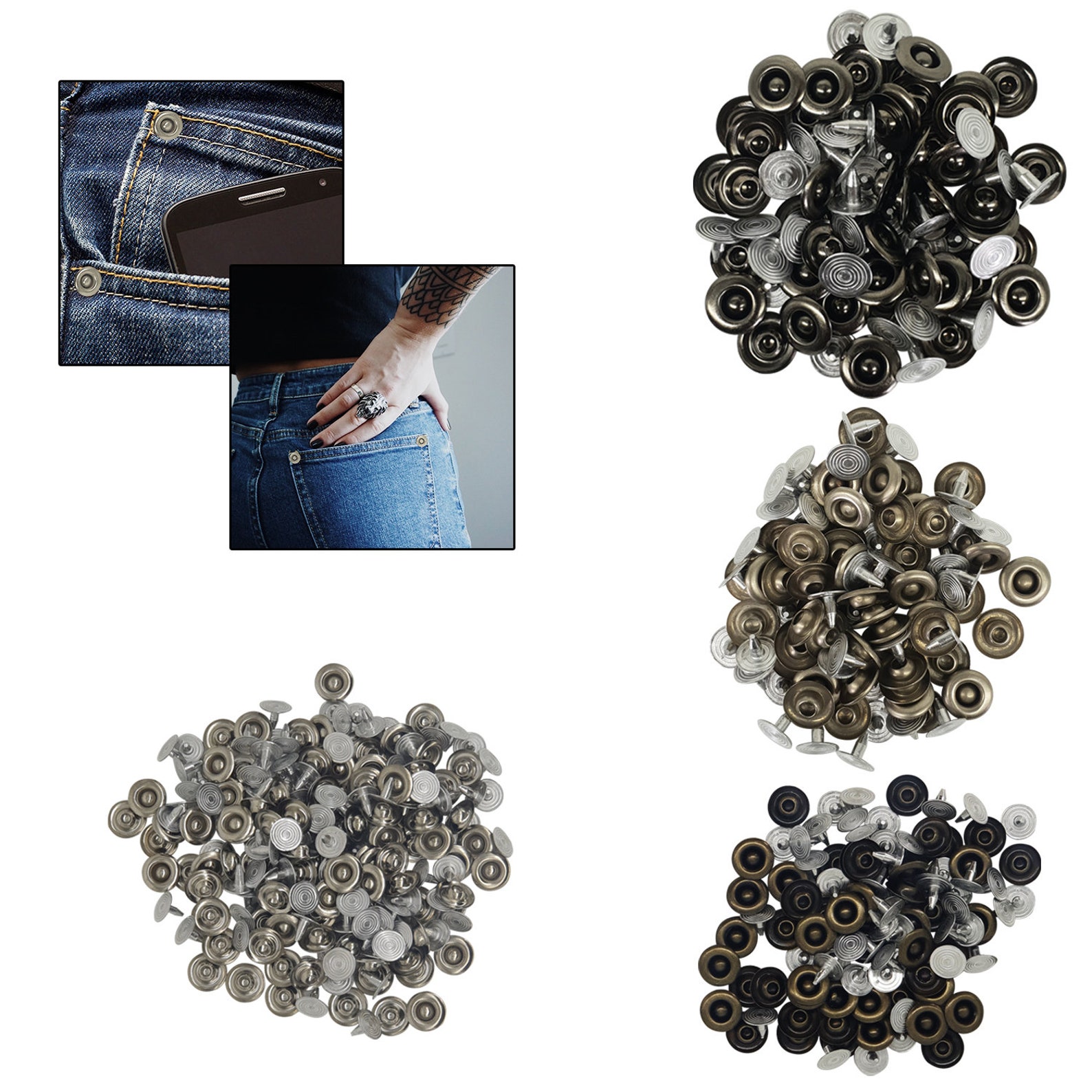 9.5mm Denim Rivet Brass Hat Rivets Studs Button for Jeans - Etsy UK