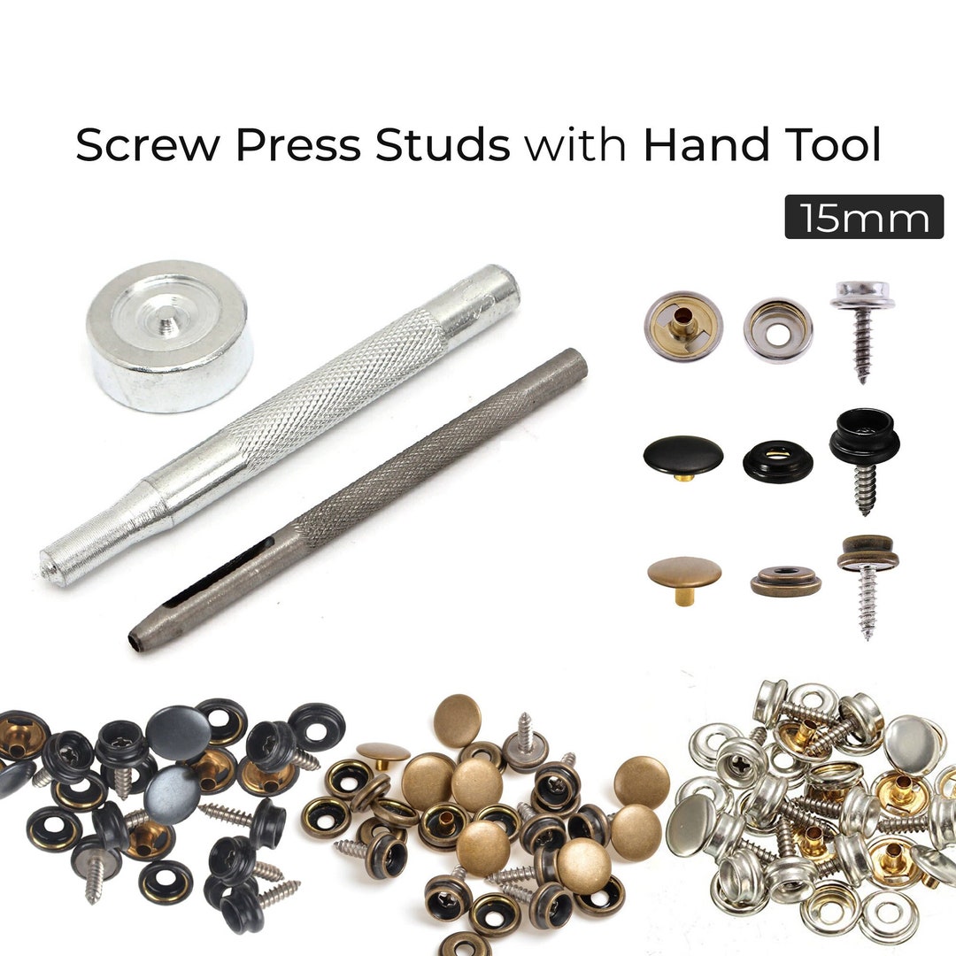 Screw Press Studs With 3-part Hand Tool 15mm Brass Press Studs Snap ...