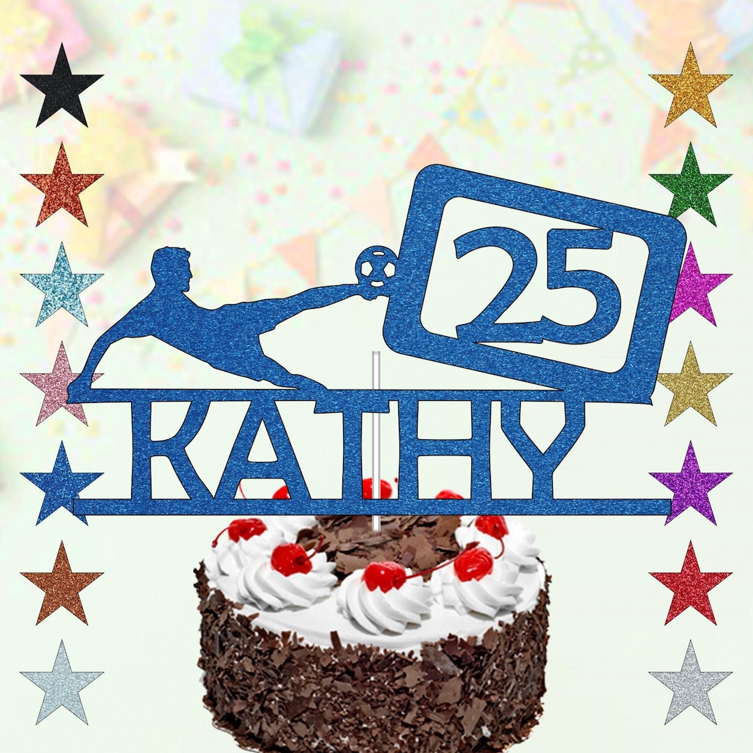 Personalised Football Cake Topper, Glitter Football Player Cake Topper ...