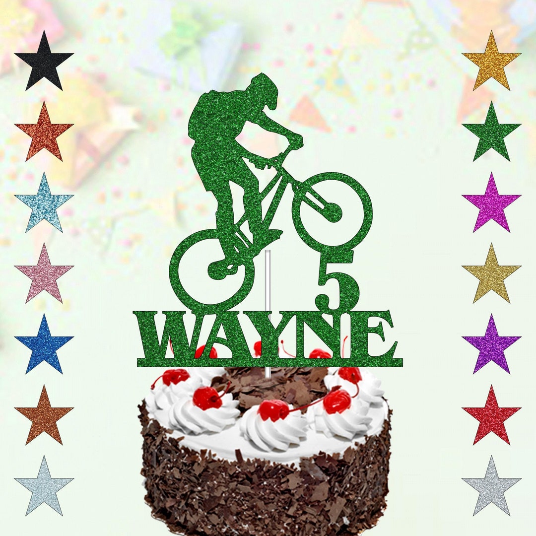 Bicycle Cake Topper Personalised Cycling Cake Topper Mountain Cyclist ...