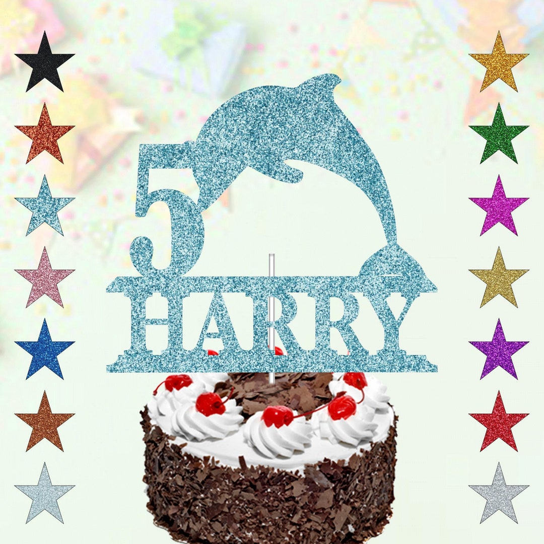 Customised Dolphin Cake Topper Birthday Cake Topper Double Sided ...