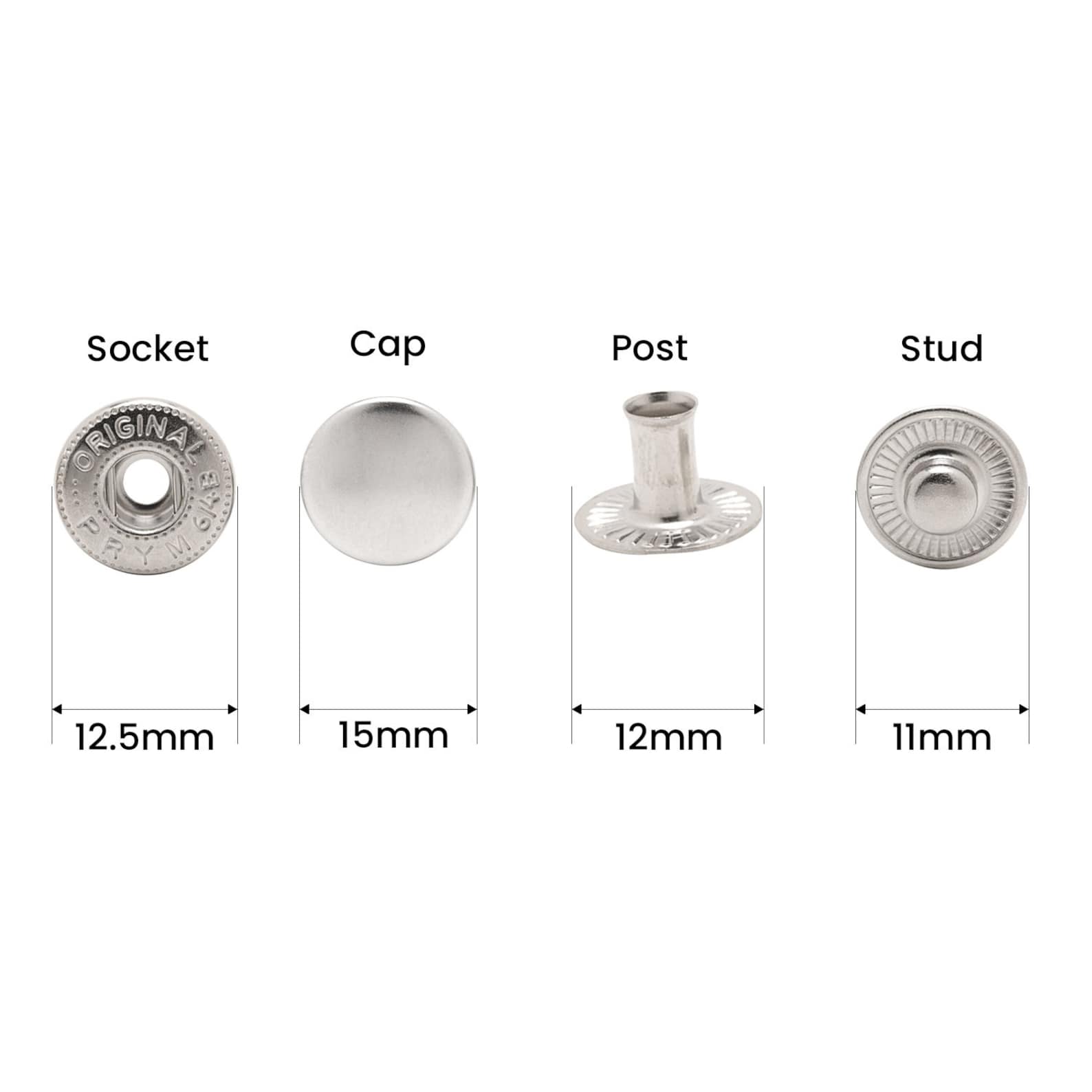 15mm PRYM S Spring Press Studs Brass Snap Fastener No-sew - Etsy UK