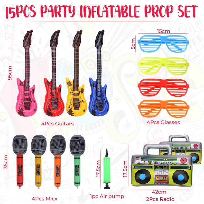 Inflatable Party Props Guitar Microphones Piano Musical - Etsy