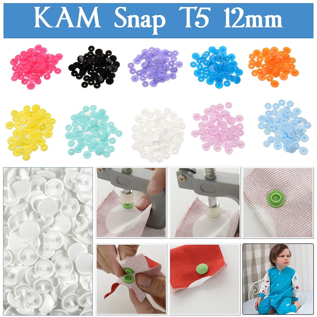 Kam Snaps, T5 size 20 Mix 22 Colour Plastic Buttons Fasteners Plastic ...