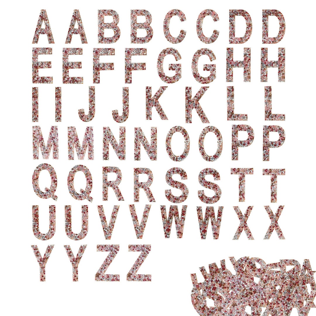 Light Pink Letter Patches Sparkle Alphabet A to Z Letter Patches DIY ...