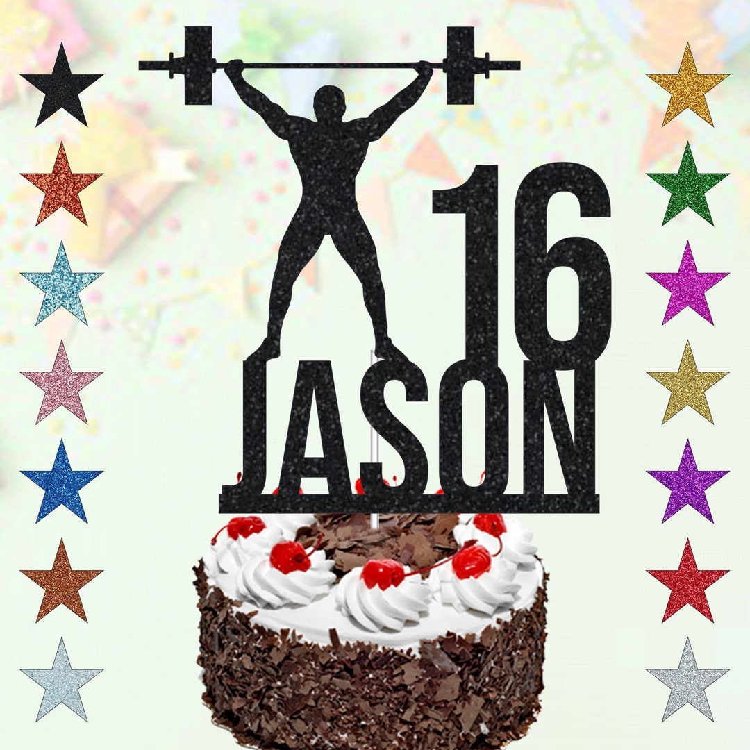 Powerlifter Cake Topper Weight Lifter, Personalised Powerlifting Cake ...