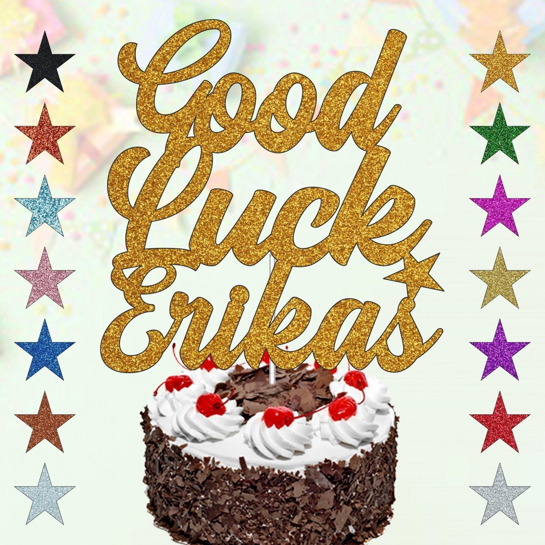 Personalised Good Luck Cake Topper Wedding Cake Topper Double Sided ...