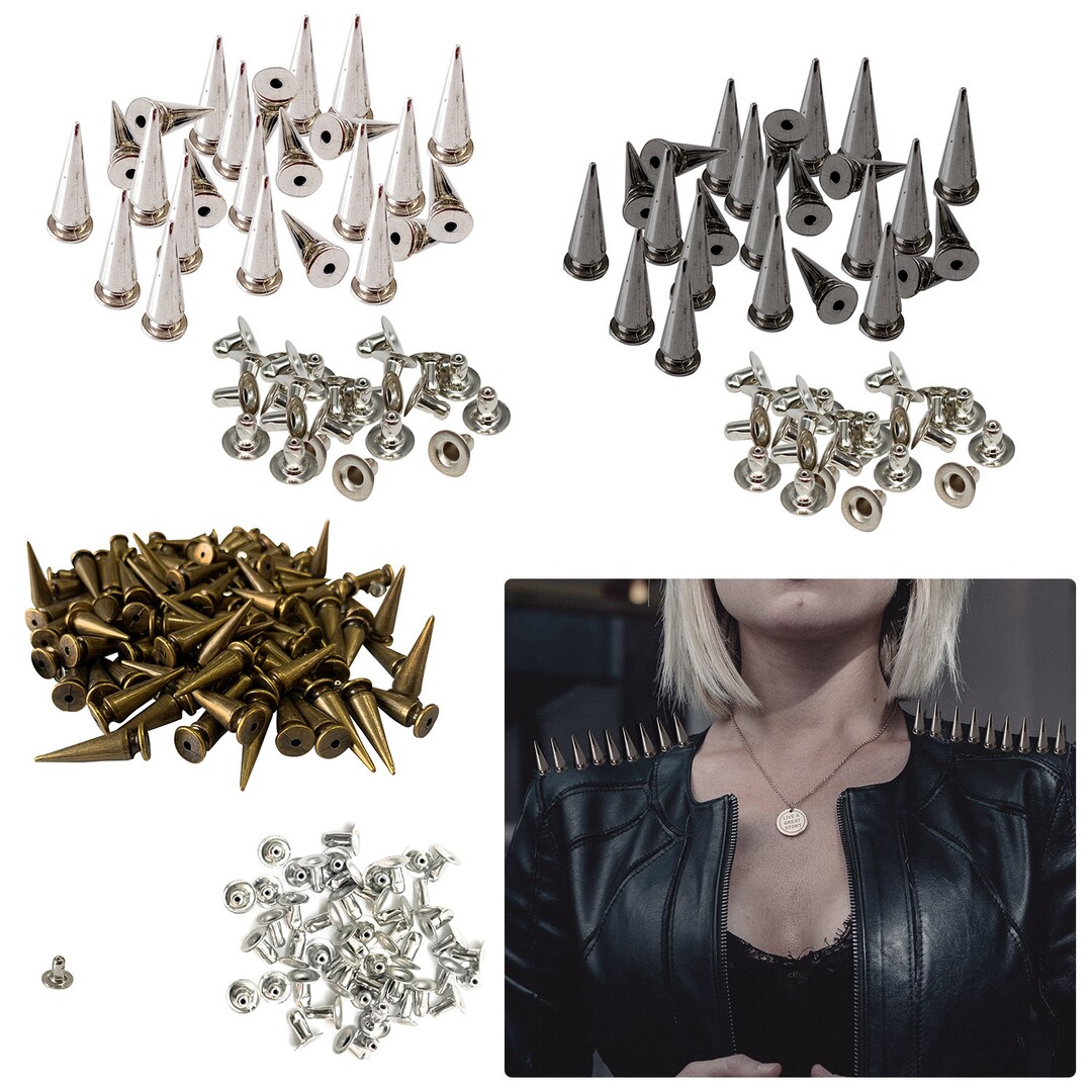 Punk Studs Rivets Spike Long Cone Studs With Pins for Sewing Leather ...