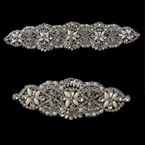 Bridal Crystal Rhinestone Applique Diamante Appliques Sash | Etsy