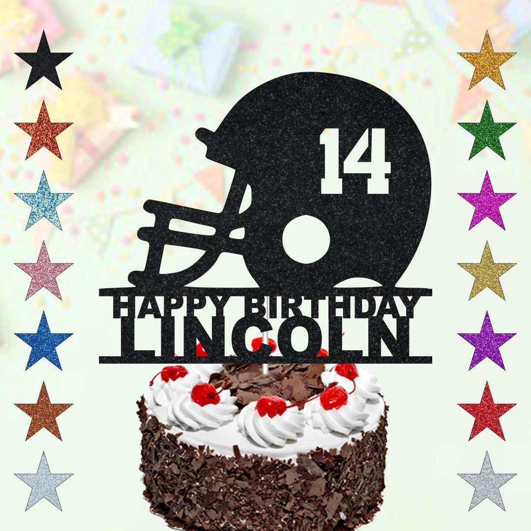 Personalised Football Helmet Cake Topper, Double Sided Glitter Cake ...
