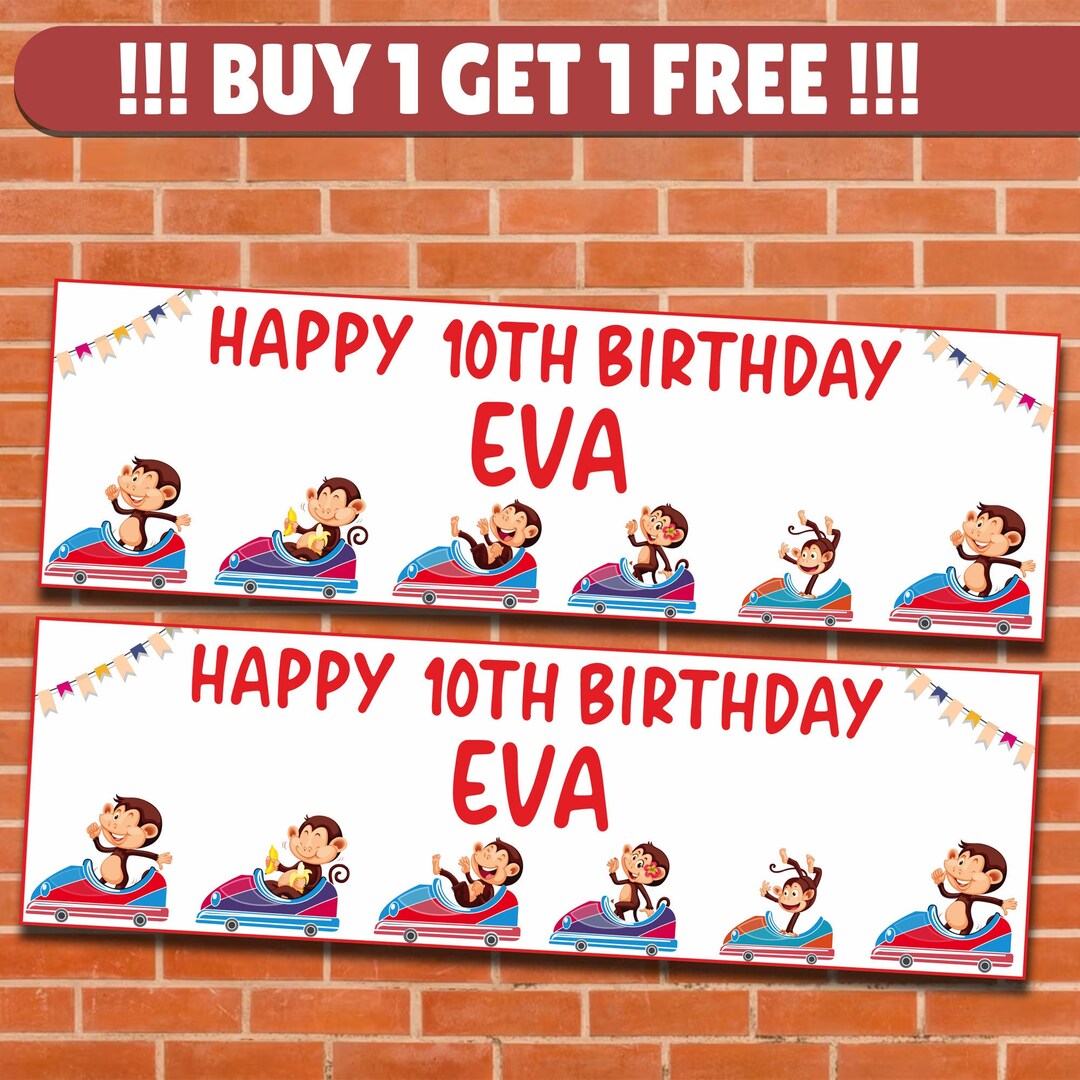 Personalised Monkey Poster for Kids Happy Birthday Custom With Any Name ...