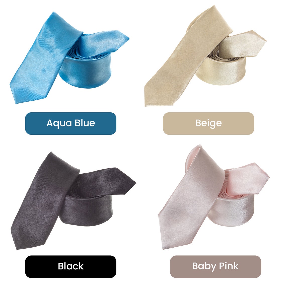 Satin Polyester Plain Stylish and Elegant look Unisex Neck Tie | Etsy