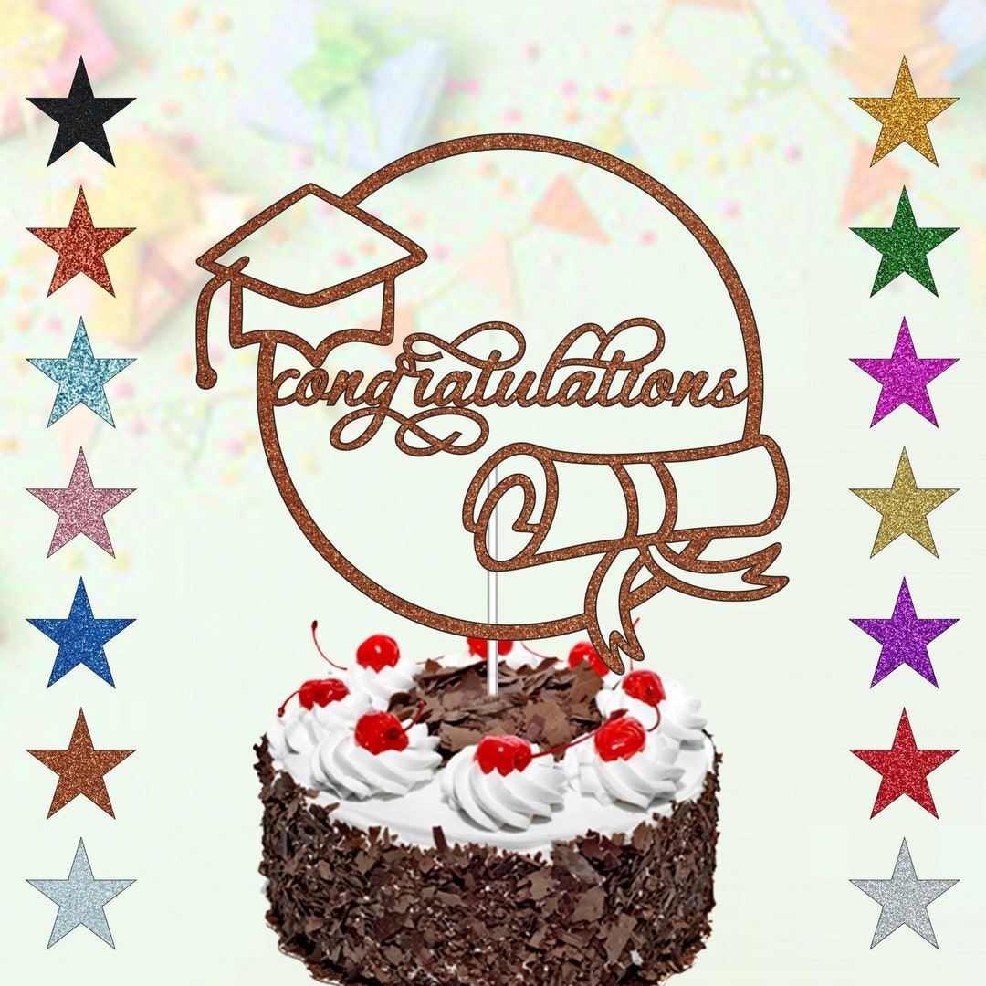 Congratulations Cake Topper Glitter Graduation Cake Topper Graduation ...