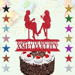 Personalised Girls Best Friends Cake Topper, Custom Glitter Cake ...