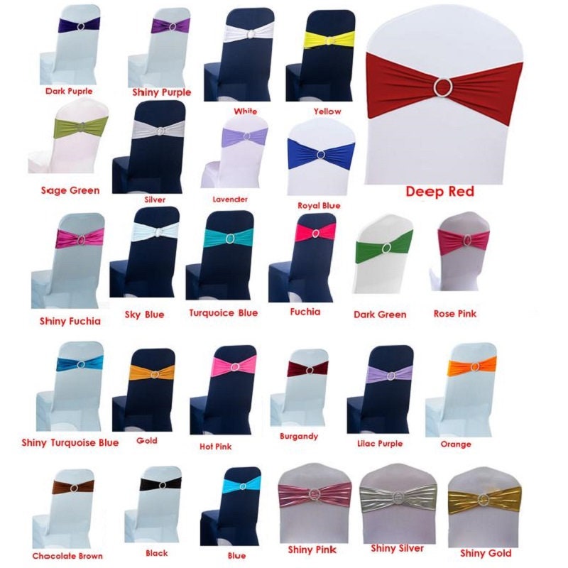 Wedding Chair Covers Bands Spandex Chair Bands With Buckle | Etsy UK