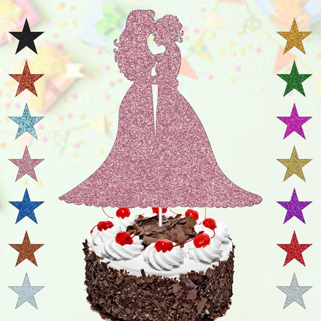 Lesbian Wedding Cake Topper Same Gender Cake Topper Glitter Bride And Bride Cake Topper For