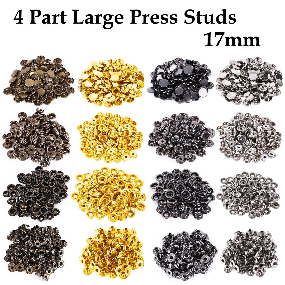 17mm Large Press Studs, 4 Part Snap Buttons, Snap Fastener, Brass Snaps ...