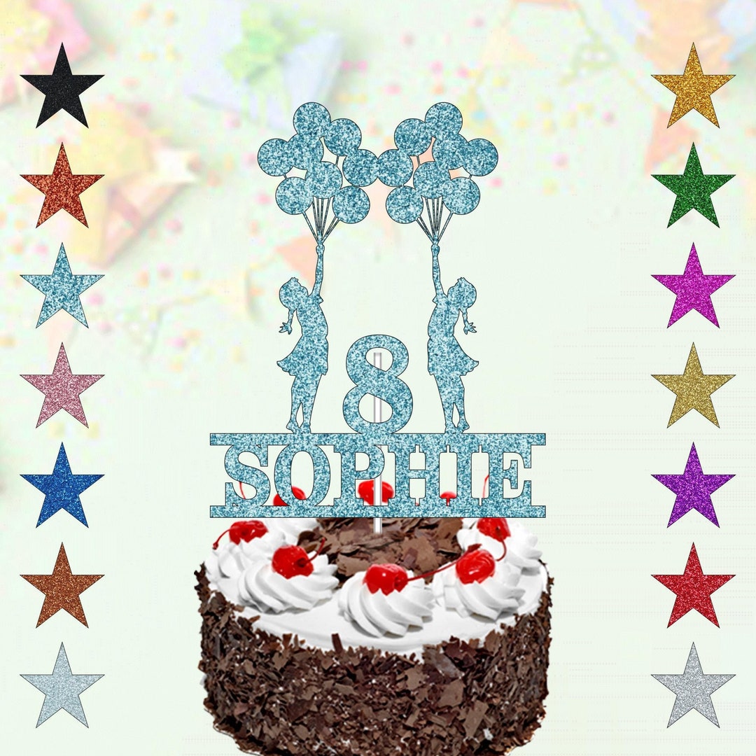 Kid's Birthday Cake Topper Personalised Girl's Cake Topper Balloon Sign ...