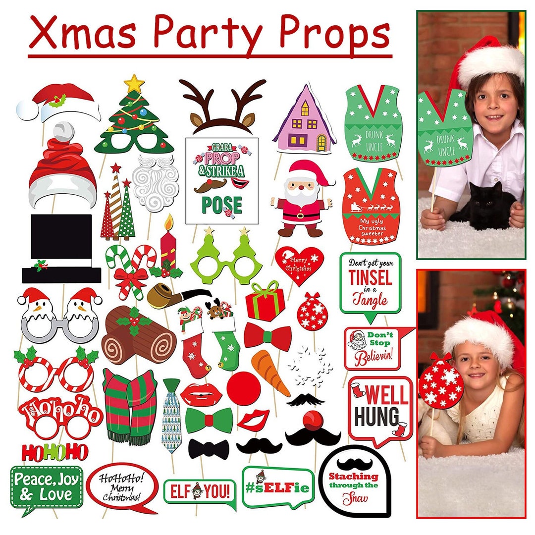 47pcs Christmas Photo Booth Props Christmas Printable Photo - Etsy