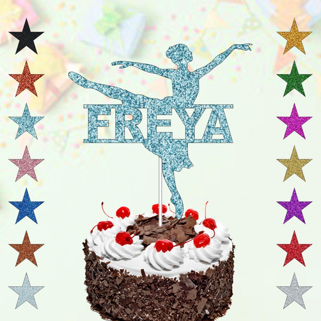 Dancing Girl Cake Topper Personalised Glitter Cake Topper Happy ...