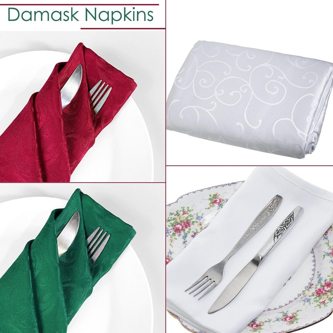 Damask Dining Table Napkins Square Cotton Cloth Napkins Swirl Pattern ...