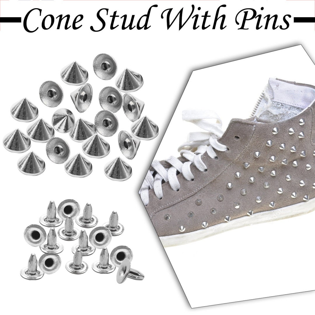 10mm Silver Punk Cone Studs Metal Spike Rivet for Purses, Leathercraft ...
