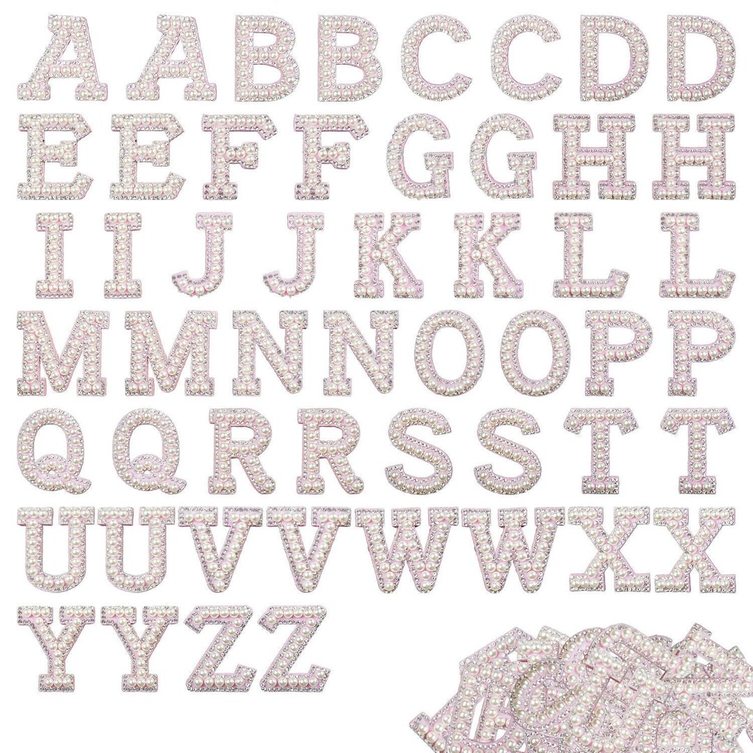 Alphabet Pink Pearl Letter Patches for Clothing Accessories Iron-on/sew ...