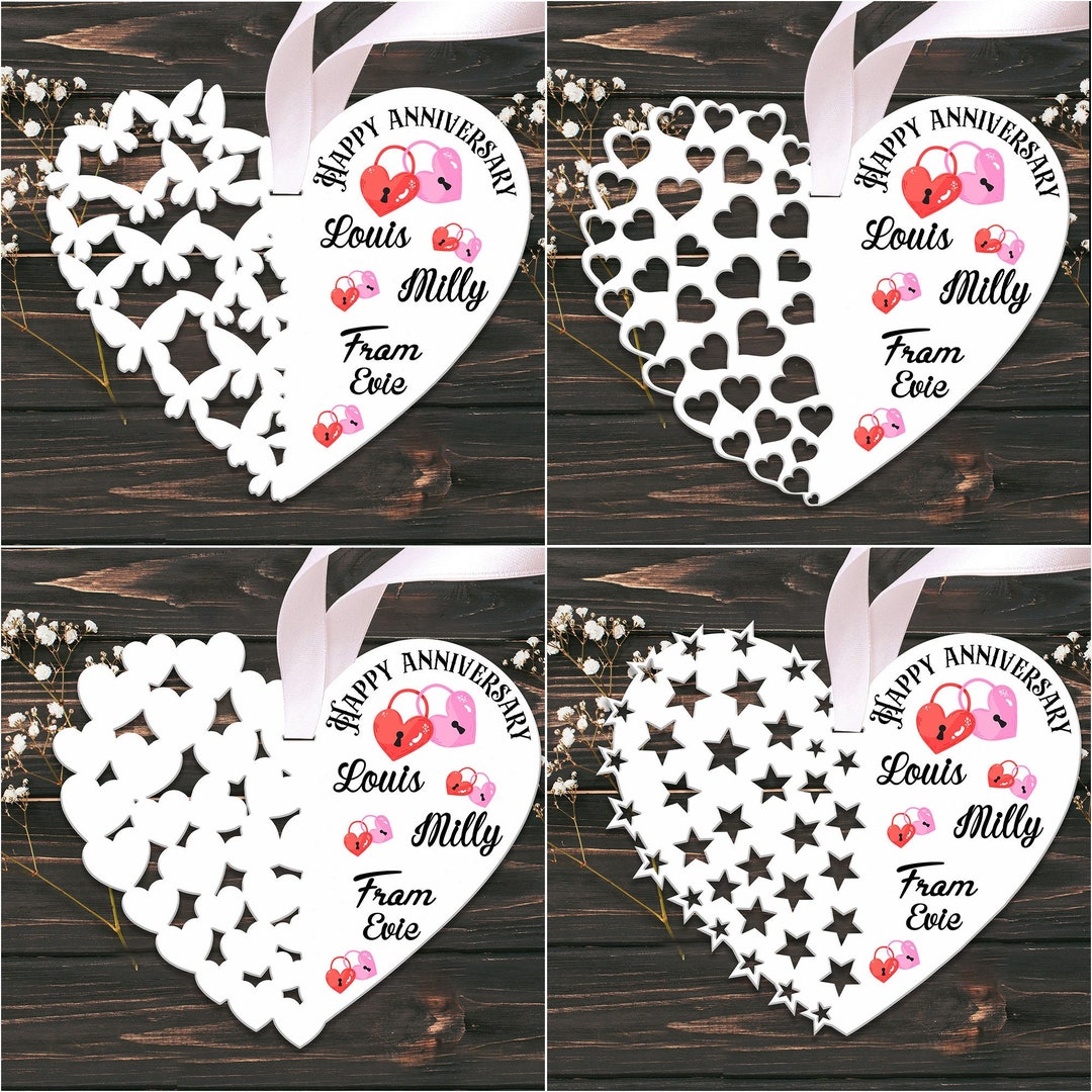 Personalised Acrylic Heart Plaque Custom Any Couple Name and From Name ...