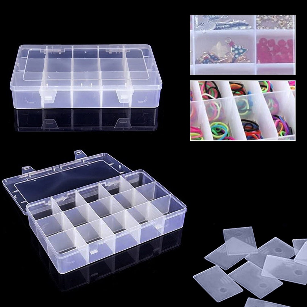 Clear Plastic Storage Box With Lid 15 Grid Adjustable Storage Box With ...