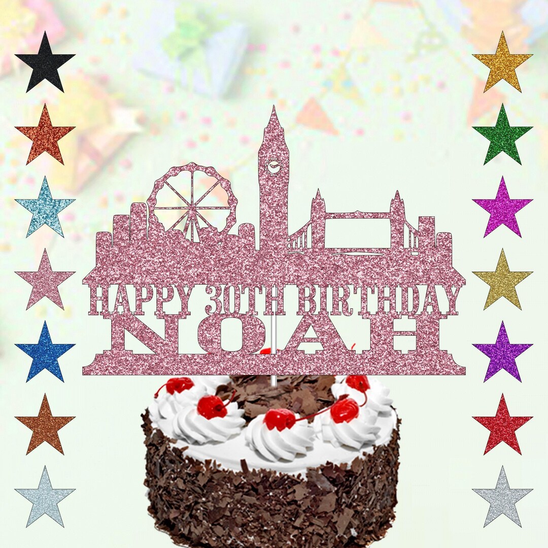 London Skyline Cake Topper Customised London Skyline Happy Birthday ...