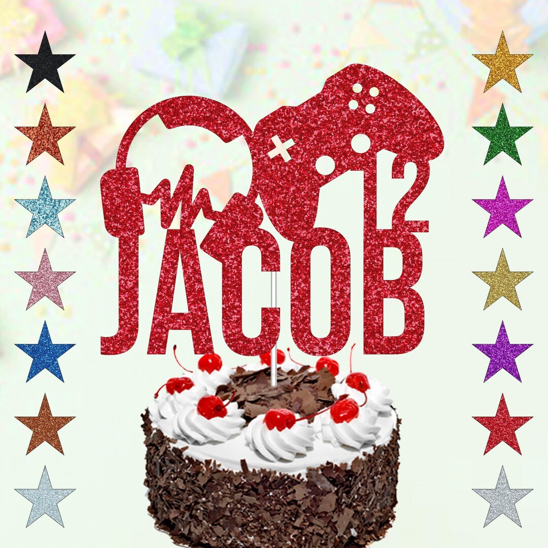 Videogame Cake Topper, Glitter Controllers and Headphones Cake Topper ...