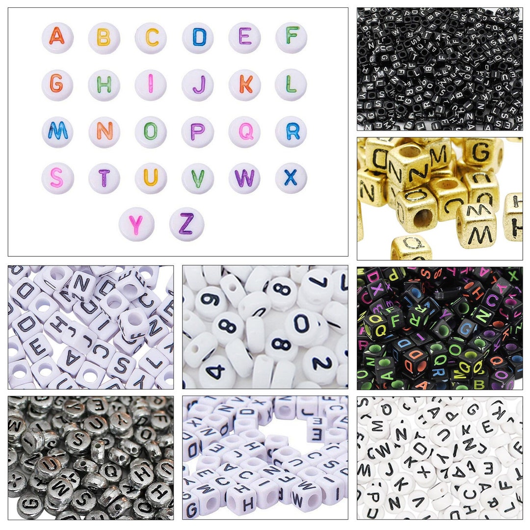 Acrylic Letter Beads A-Z Alphabet Letter Beads Letter Spacer Square ...