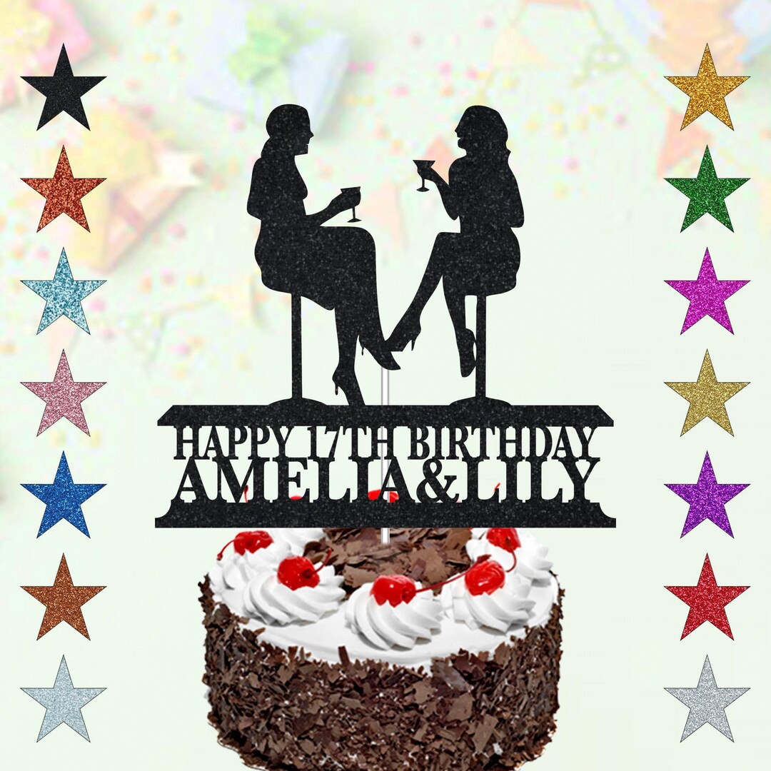 Personalised Girls Best Friends Cake Topper, Custom Glitter Cake ...