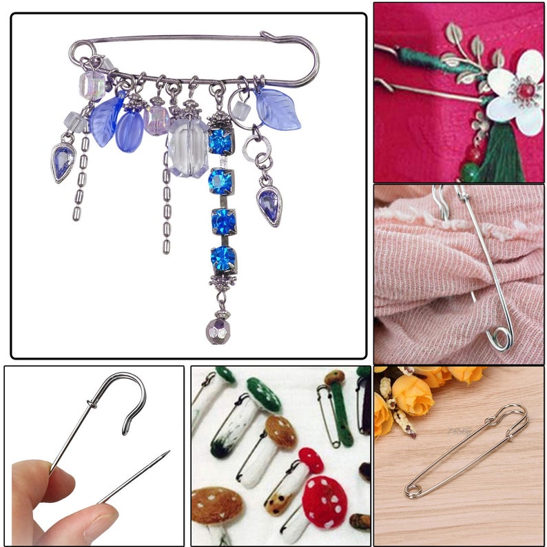 Scarf Brooch Kilt Safety Pins Strong Stainless Steel Silver - Etsy