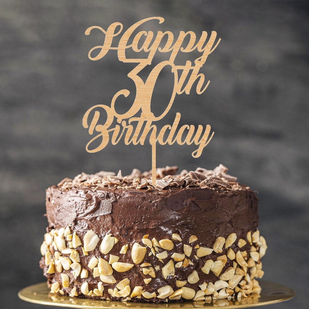 Happy 30th Birthday Topper Personalised With Any Age Number Cake Topper ...