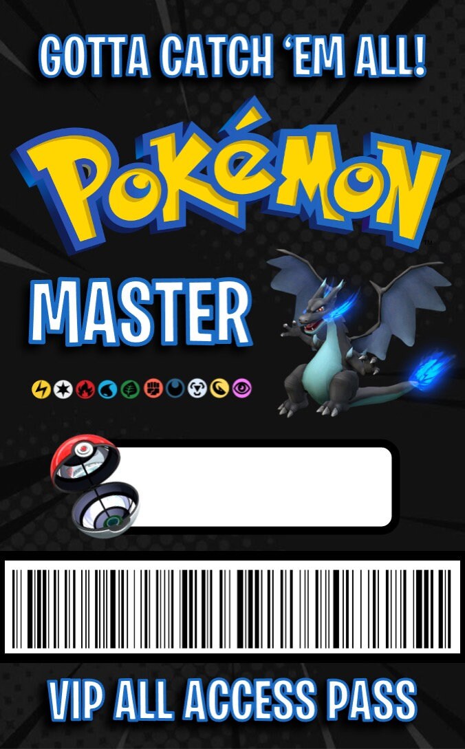 Pokemon Lanyard VIP Pass Party Digital Charizard Pikachu and | Etsy