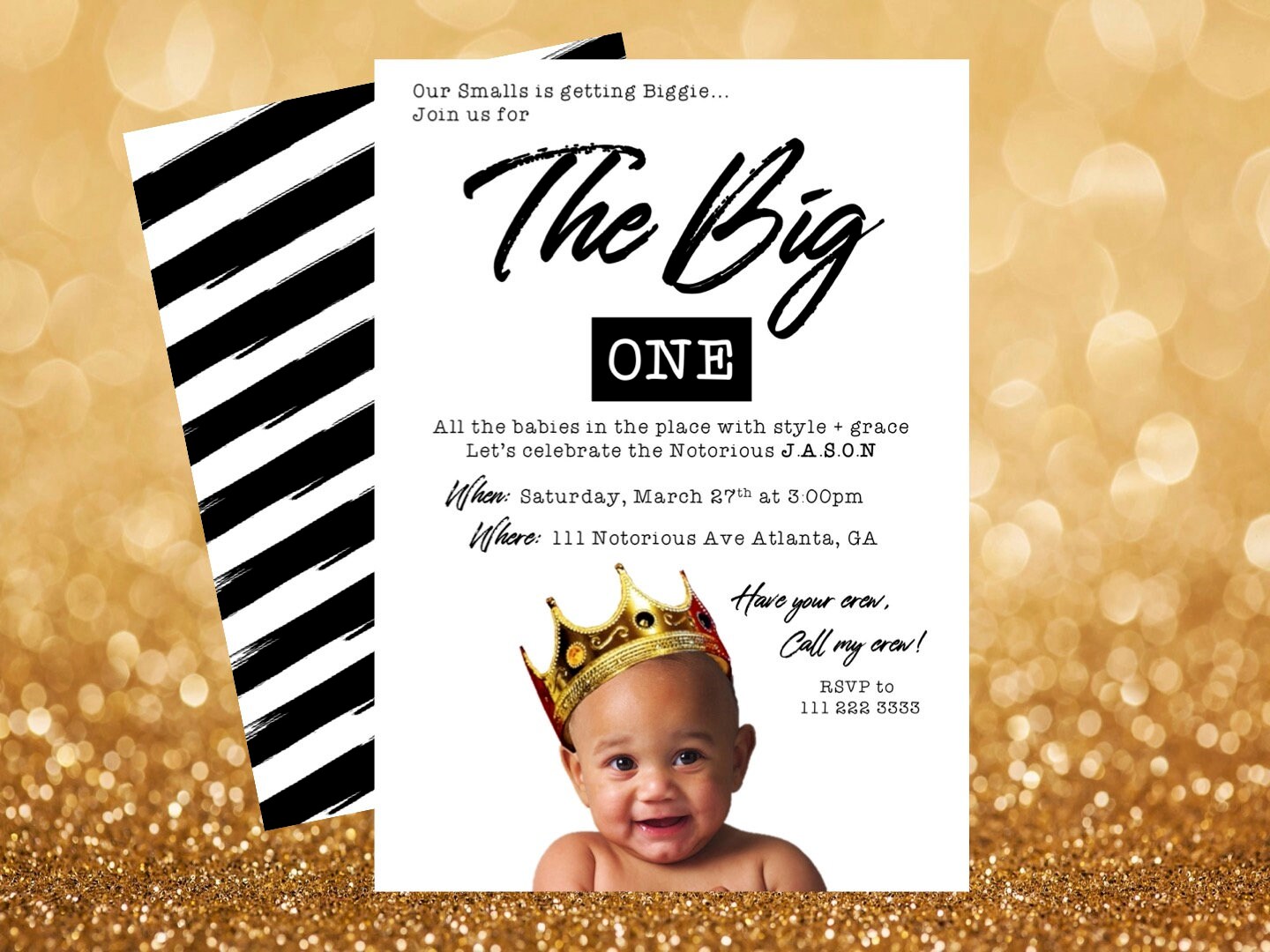 Paper The Big ONE Invitation Notorious One Party Hip Hop custom Digital ...