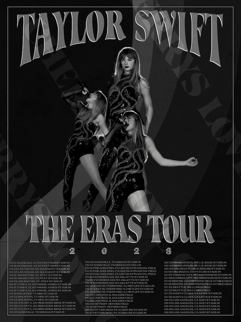 Taylor Swift The Eras Tour poster Estilo Reputación - Etsy México
