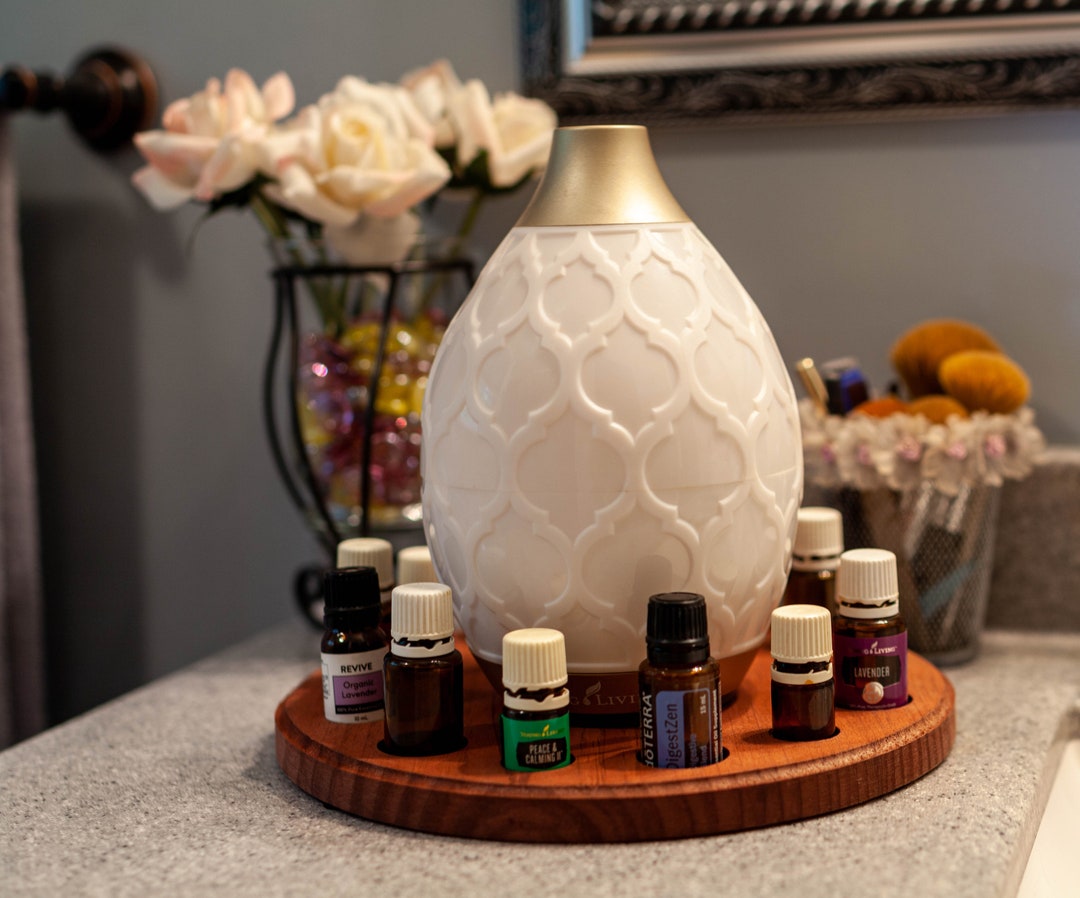Essential Oil Holder | Round Wood Essential Oil Organizer for 12 ...