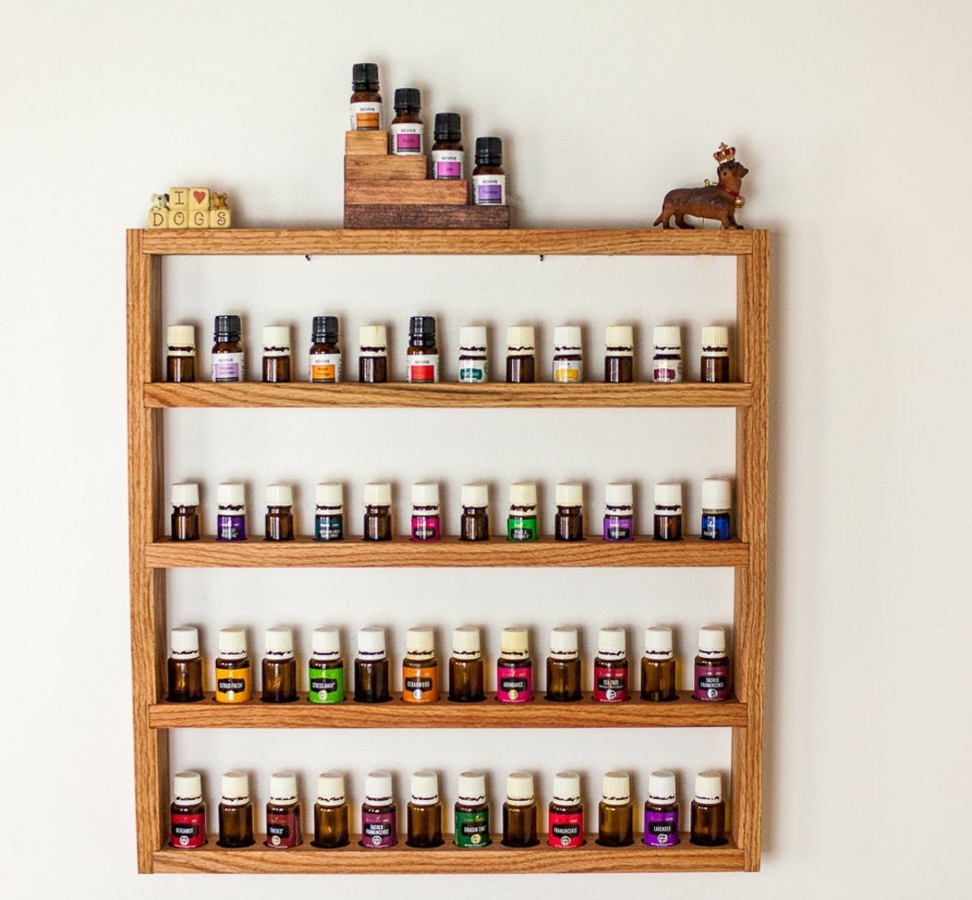 Handmade Solid Oak Essential Oil Organizer, Essential Oil Shelf, Large ...
