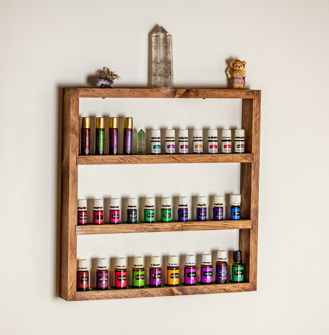Handmade Essential Oil Shelf, Large Rustic Wood Display and Organizer ...