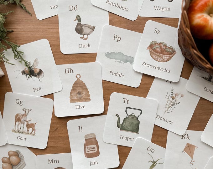 Cottagecore Abc Flashcards for Toddlers | Nature Alphabet Learning ...